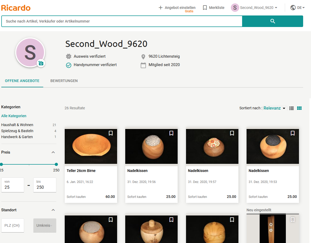 Second Wood auf Ricardo - Second Wood